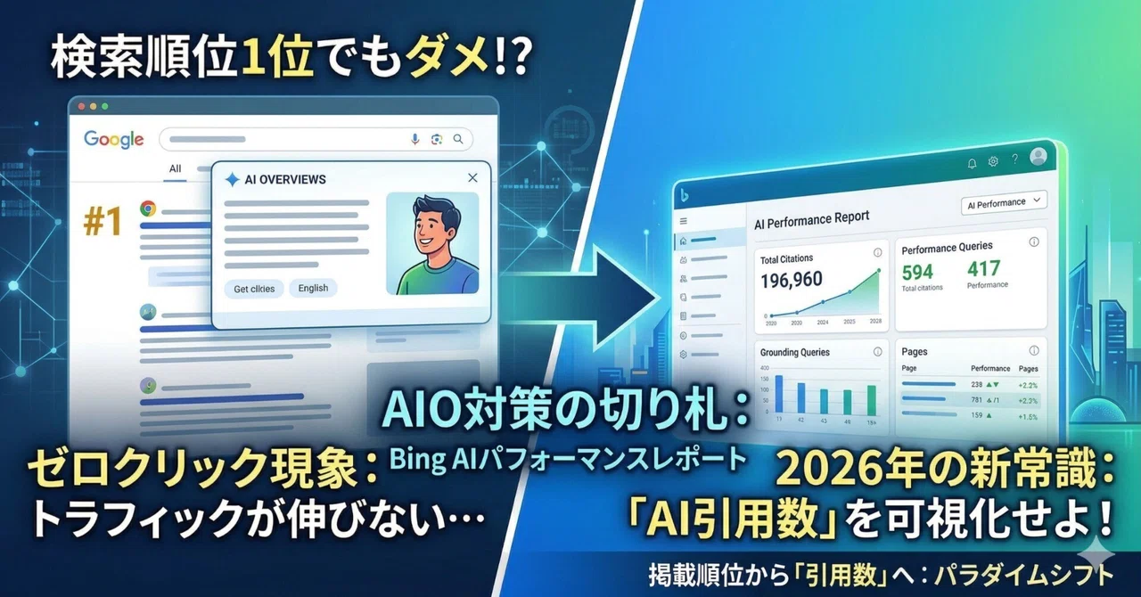Bing「AIパフォーマンスレポート」活用ガイド！AIO時代のSEOは「検索順位」とともに「引用数」が重要｜Strategy Code