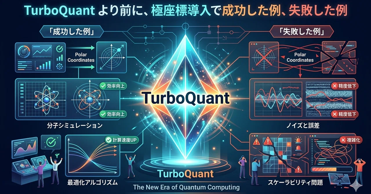 TurboQuant より前に、極座標導入で成功した例、失敗した例。 TurboQuant が実用レベルで成功する可能性は？｜アールグレイ
