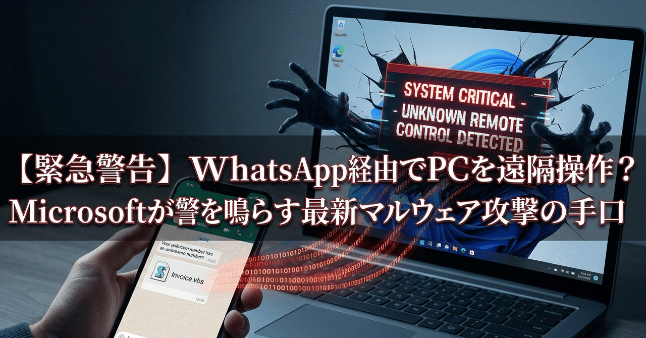 【緊急警告】WhatsApp経由でPCを遠隔操作？Microsoftが警鐘を鳴らす最新マルウェア攻撃の手口｜翻訳マシン3号
