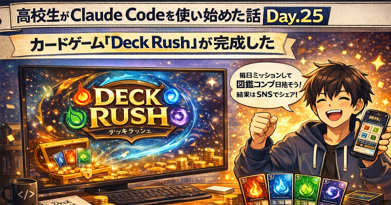 高校生がClaude Codeを使い始めた話 Day.25 ── カードゲーム「Deck Rush」が完成した｜ENUBE