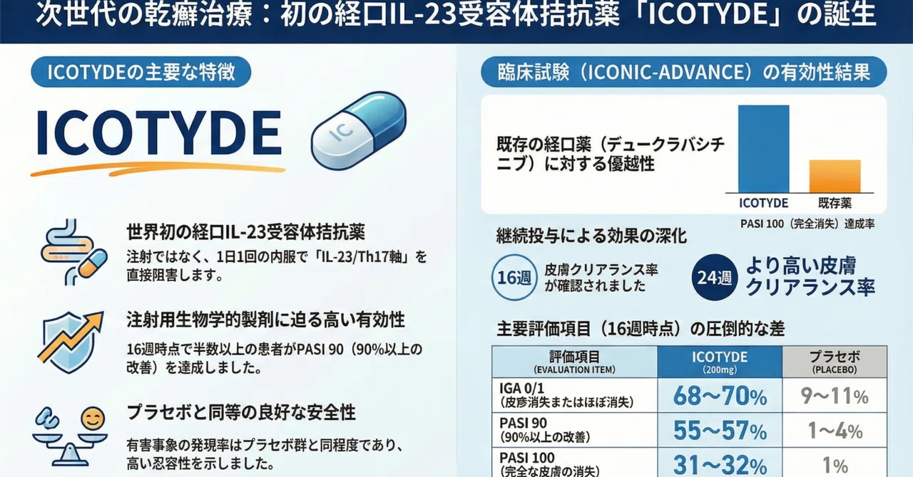 ICOTYDE（icotrokinra）が中等症から重症の尋常性乾癬の治療薬としてFDAに承認された｜PharmaUpdates