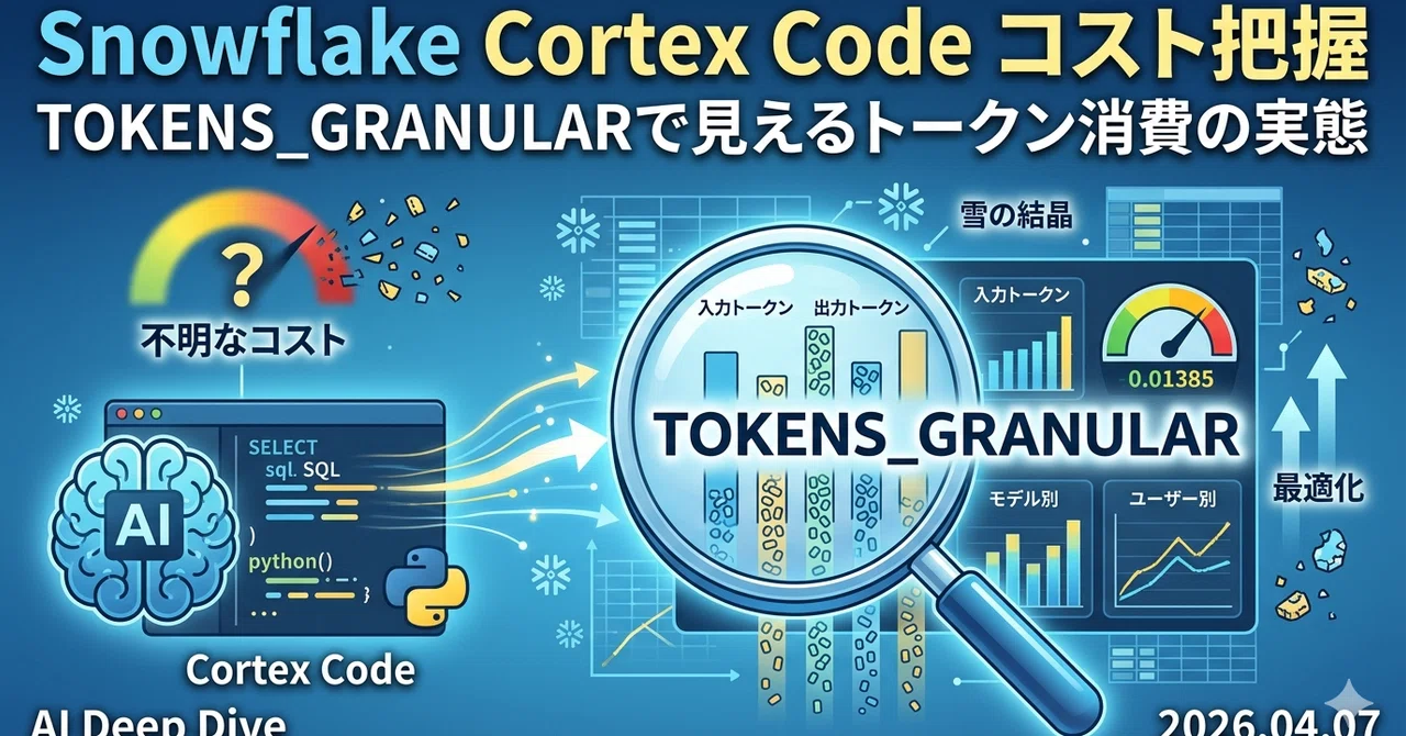 【技術解説】Snowflake Cortex Codeのコストを把握する ― TOKENS_GRANULARで見るトークン消費の実態 — AI ...