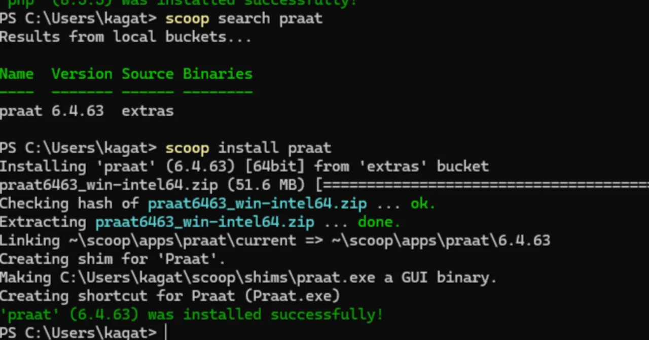音声分析ソフト Praat を scoop install した｜ykagata@_heartyfluid