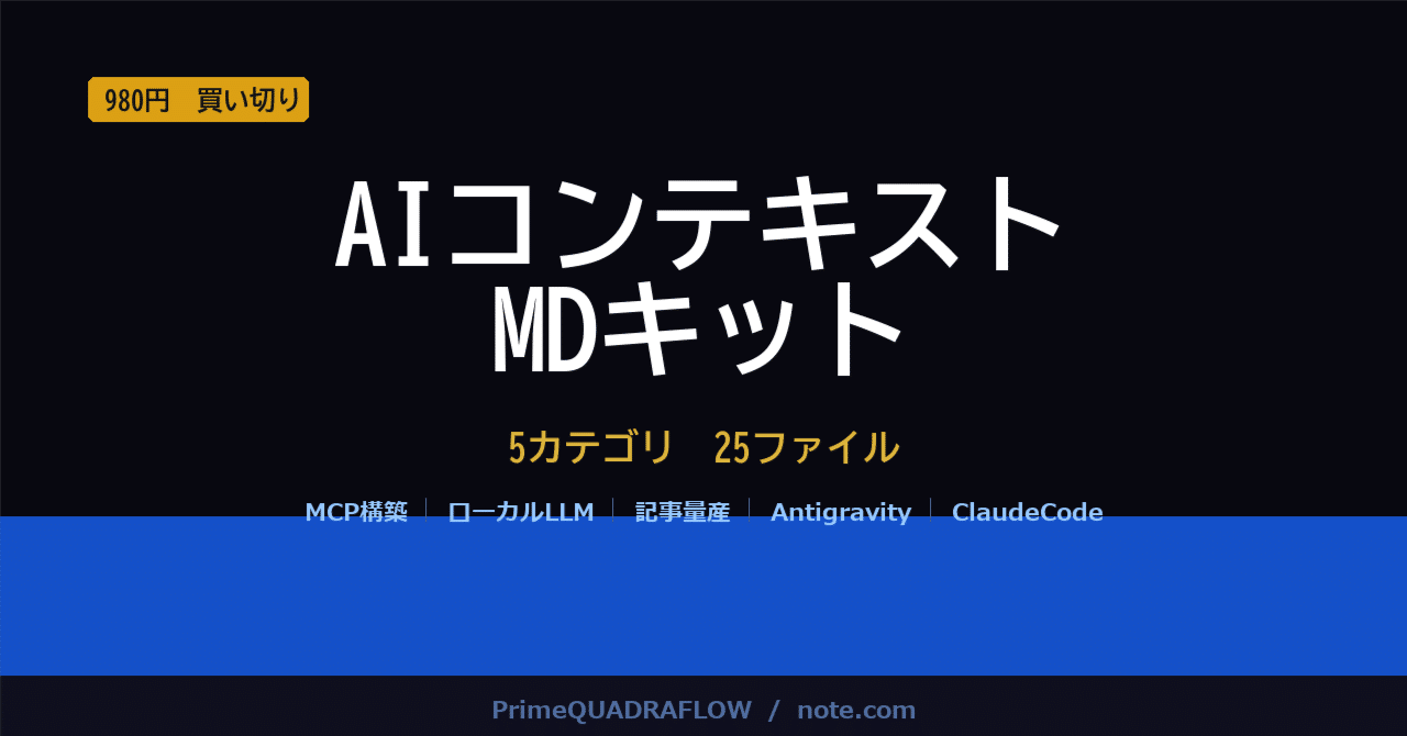 AIコンテキストMDキット】AIを専門家にする25ファイルのMDセット（MCP/ローカルLLM/記事量産/Antigravity ...