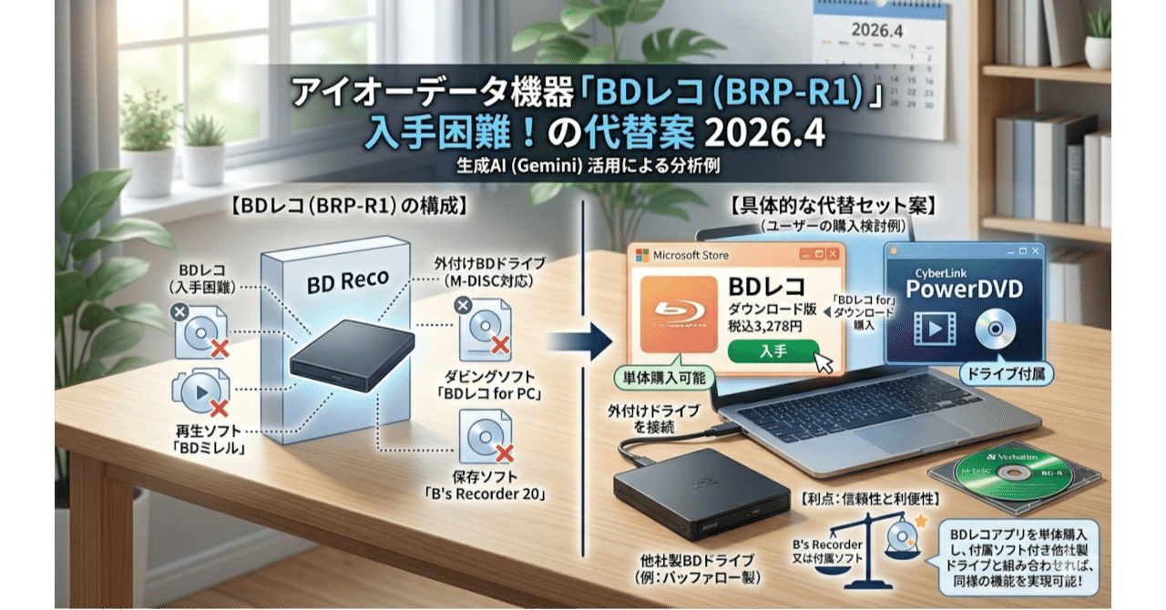 アイオーデータ機器「BDレコ（BRP-R1）」が買えない、ので代替案 [2026.4]｜新道 由生