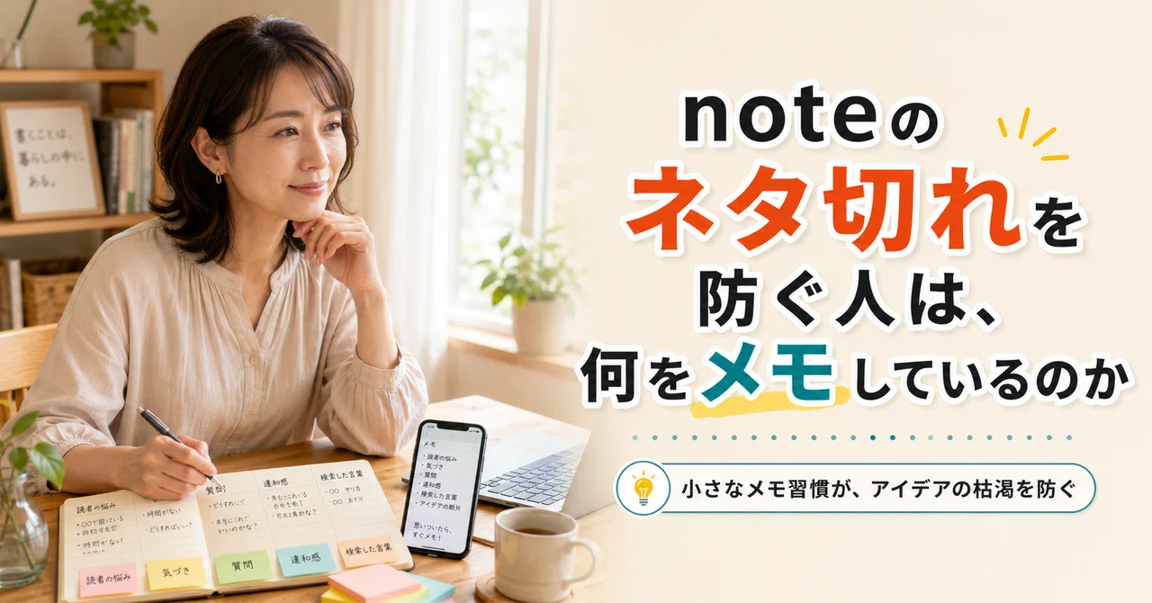 noteのネタ切れを防ぐ人は、何をメモしているのか｜アトカ【AIコラムライター】@AI副業