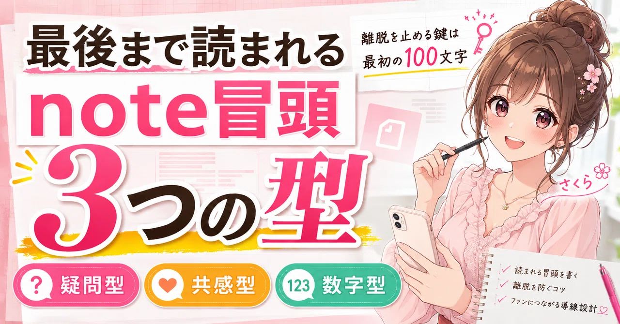 読まれるnoteには、冒頭に「3つの型」がある｜さくら｜AI×note製作者