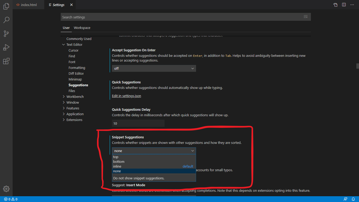 VS Codeの補完機能を非表示する方法｜神様適当