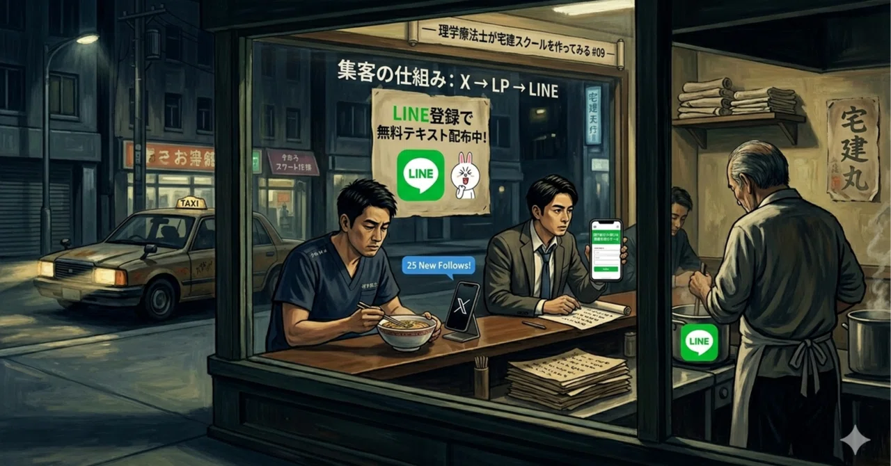 「集客の仕組み」を作ることにした。X→LP→LINEの3ステップ。── 理学療法士が宅建スクールを作ってみる #09 ──｜宅建資格ラボ