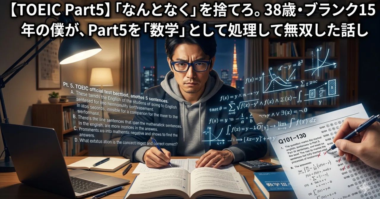 【TOEIC Part5】「なんとなく」を捨てろ。38歳・ブランク15年の僕が、Part5を「数学」として処理して無双した話｜はぐれ狼＠英語× ...