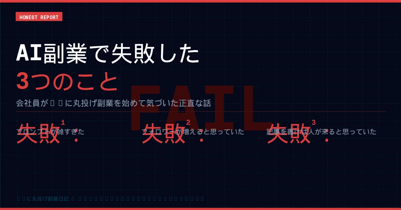 AI副業で失敗した3つのこと【会社員の正直な話】｜AIに丸投げ副業日記