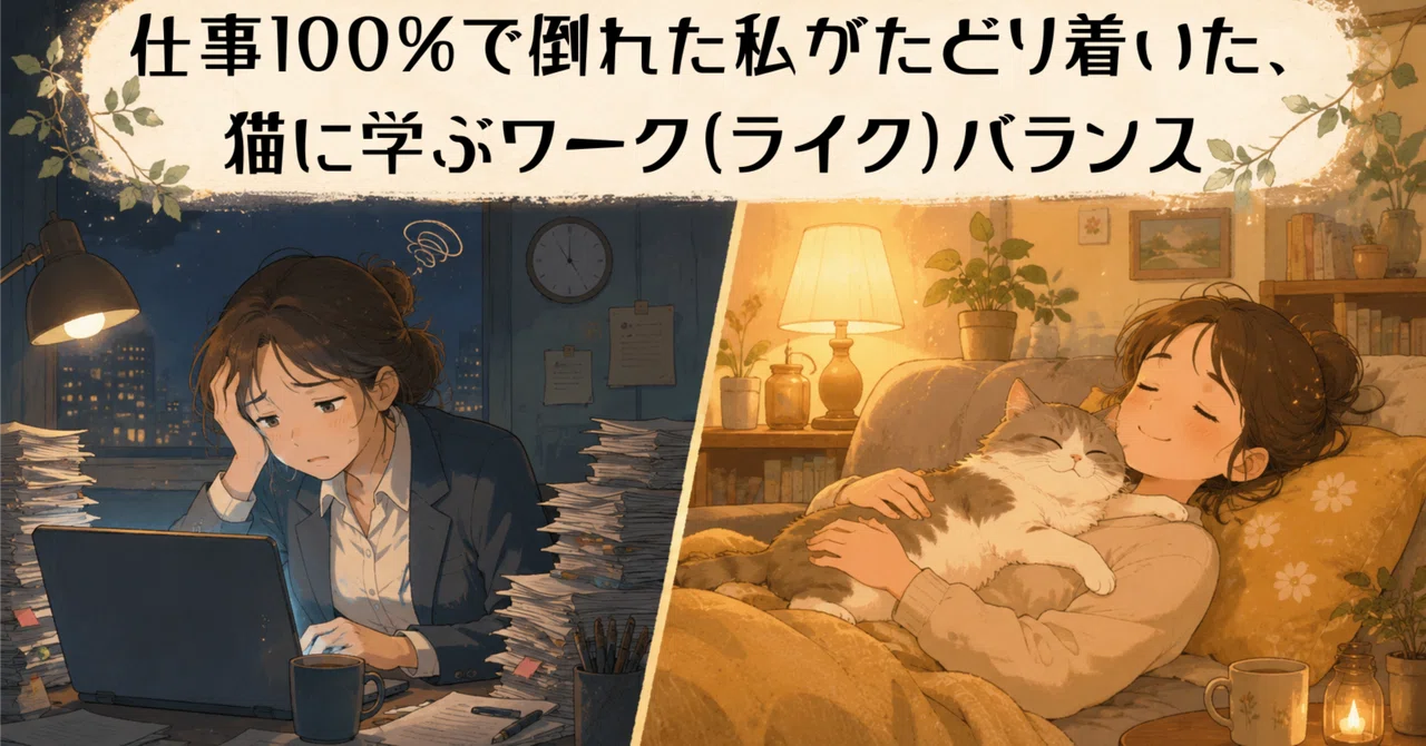 仕事100%で倒れた私がたどり着いた、猫に学ぶワーク（ライク）バランス｜らてこ｜真面目で頑張り屋さんなあなたに猫のご自愛マインドを広める人🐾