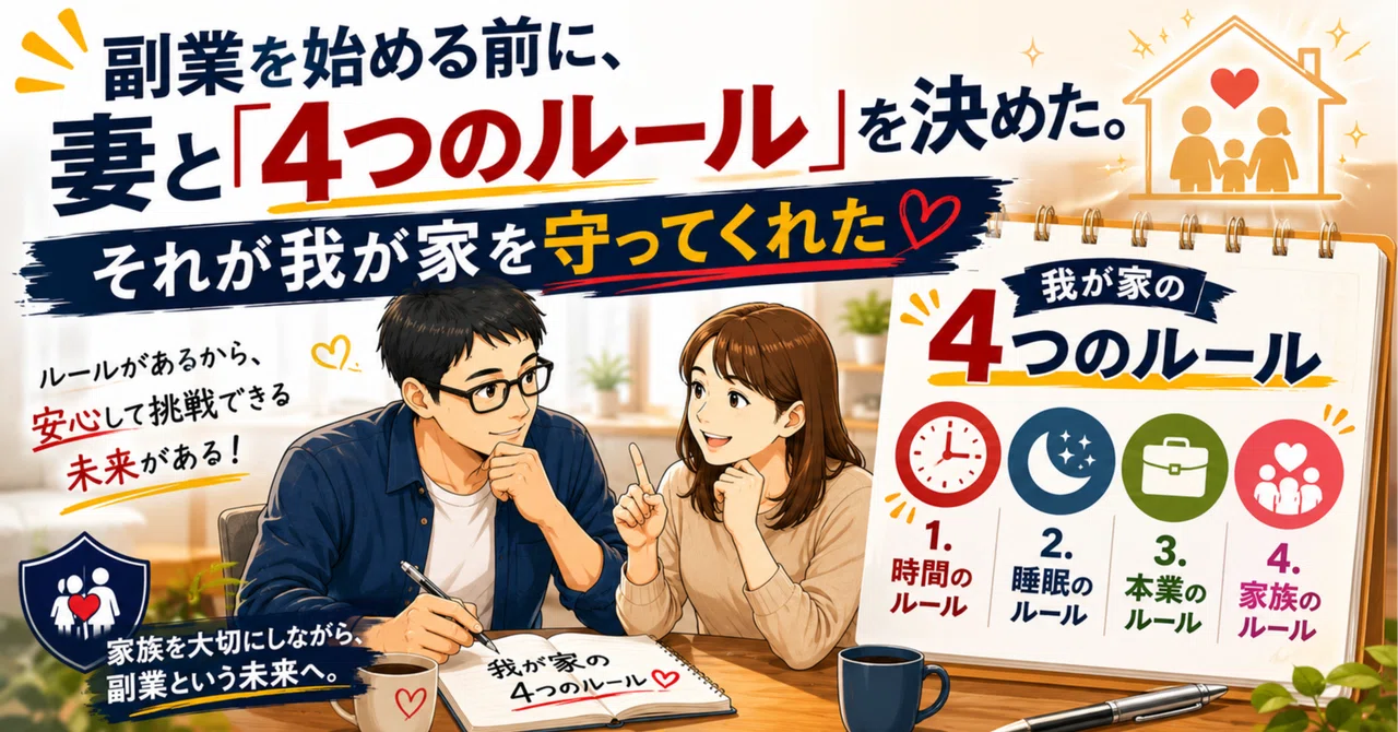 副業を始める前に、妻と『4つのルール』を決めた。それが我が家を守ってくれた｜穂月 悠｜公務員が副業に挑戦中
