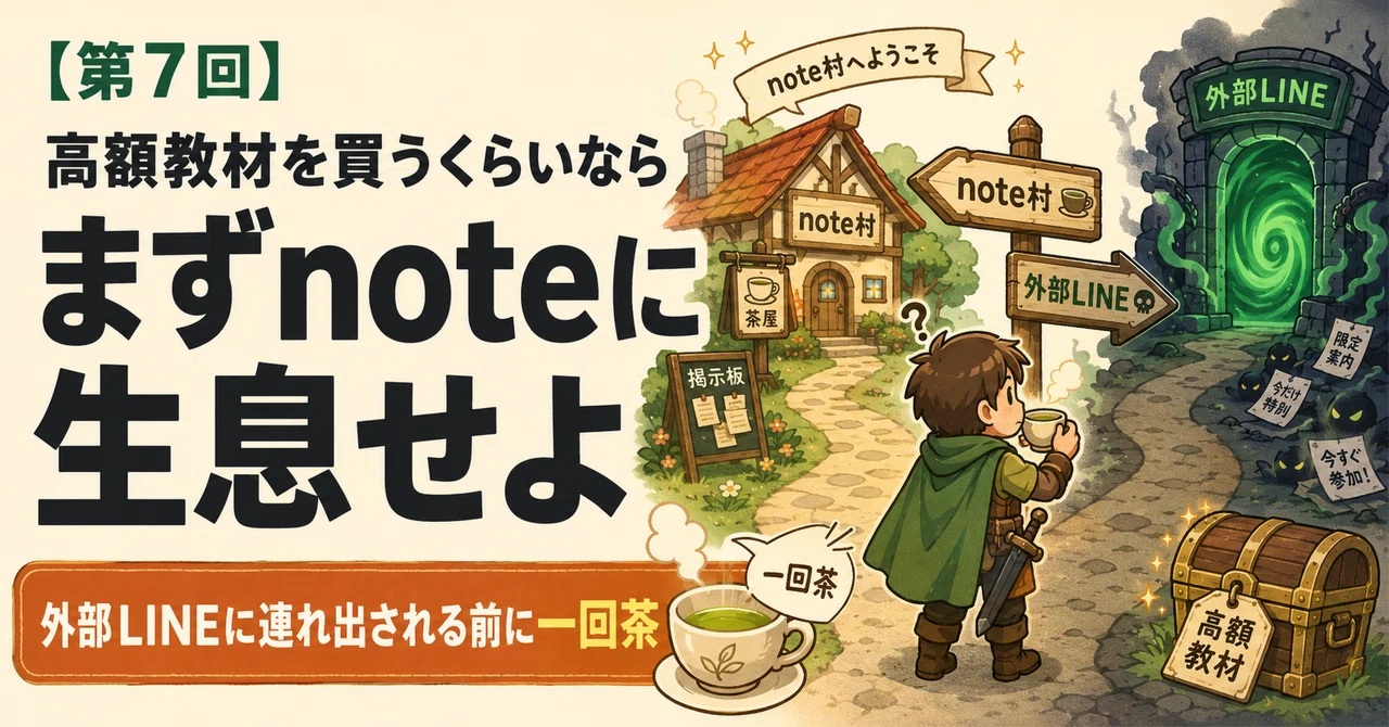 【第7回】高額教材を買うくらいなら、まずnoteに生息せよ｜外部LINEに連れ出される前に一回茶🍵｜Raika & Rei｜AIで遊ぶ制作ログ