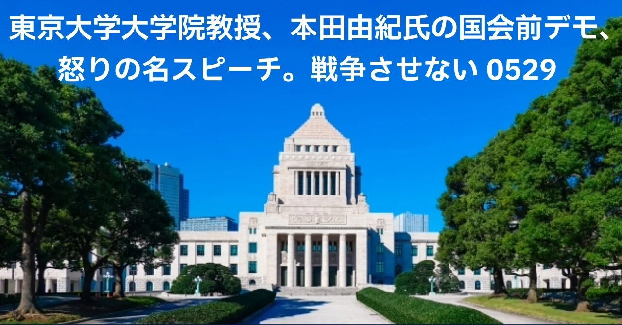 東京大学大学院教授、本田由紀氏の国会前デモ、怒りの名スピーチ。#戦争させない0529｜アートとメルヘンと創作の森