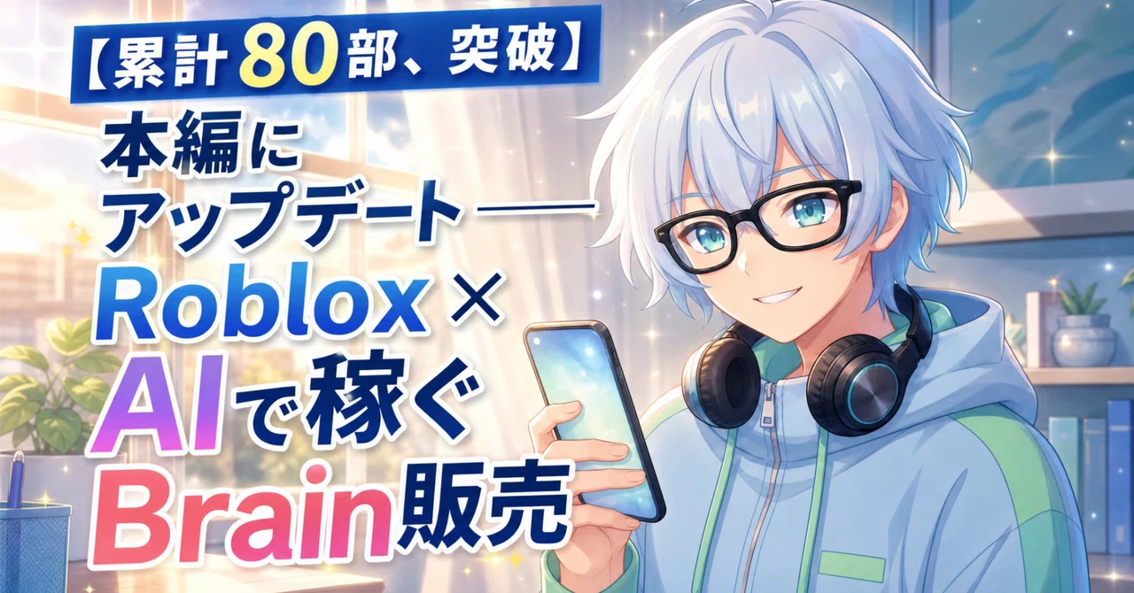 【累計80部、突破】本編にアップデート──Roblox AIで稼ぐBrain販売｜あいす