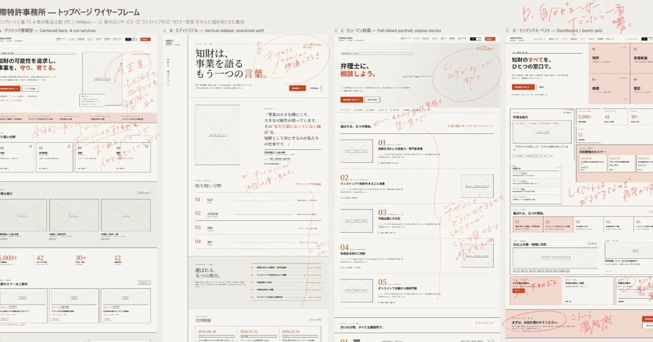 Claude Designでつくったワイヤーフレームを実務で使うときの思考｜𝖢𝗁𝗂𝗍𝗈𝗌𝖾 𝖪𝖺𝗍𝗈｜𝖡𝖨𝖲𝖢𝖮𝖬, 𝗂𝗇𝖼.