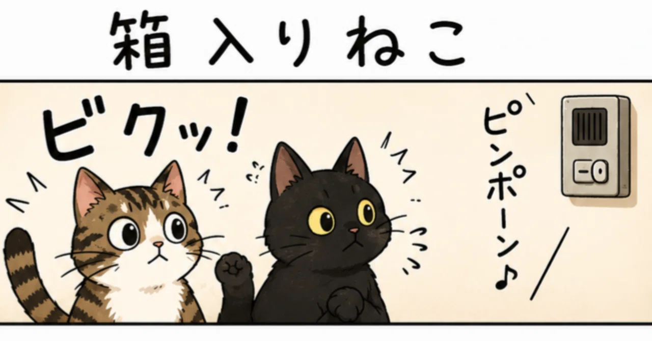 #003 Boxed-in Cat (4-Panel Comic)｜茶飲み先生と猫