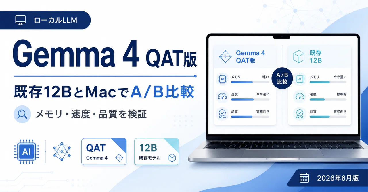 【2026年6月版】Gemma 4 QAT版を既存12BとMacでA/B比較してみた｜kazu@生成AI×教育 / 谷 一徳 | AI ...