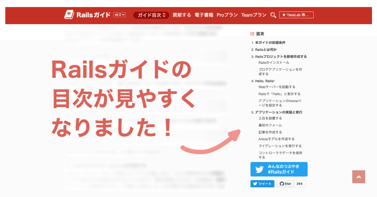 📕 Railsガイドの目次が見やすくなりました｜YassLab 株式会社