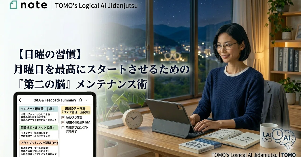 【日曜の習慣】月曜日を最高にスタートさせるための「第二の脳」メンテナンス術｜ロジカルAI時短術｜TOMO