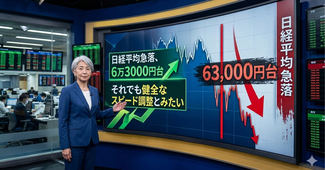 日経平均が6万3000円台まで急落、それでも健全なスピード調整とみたい｜鈴木亮note ニュースこれだけ