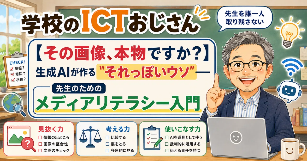 【その画像、本物ですか?】生成AIが作る"それっぽいウソ"——先生のためのメディアリテラシー入門｜学校のICTおじさん