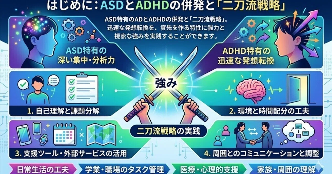 アスペルガー（ASD）とADHDの併発：複雑な特性を強みに変える二刀流戦略｜Atsushi