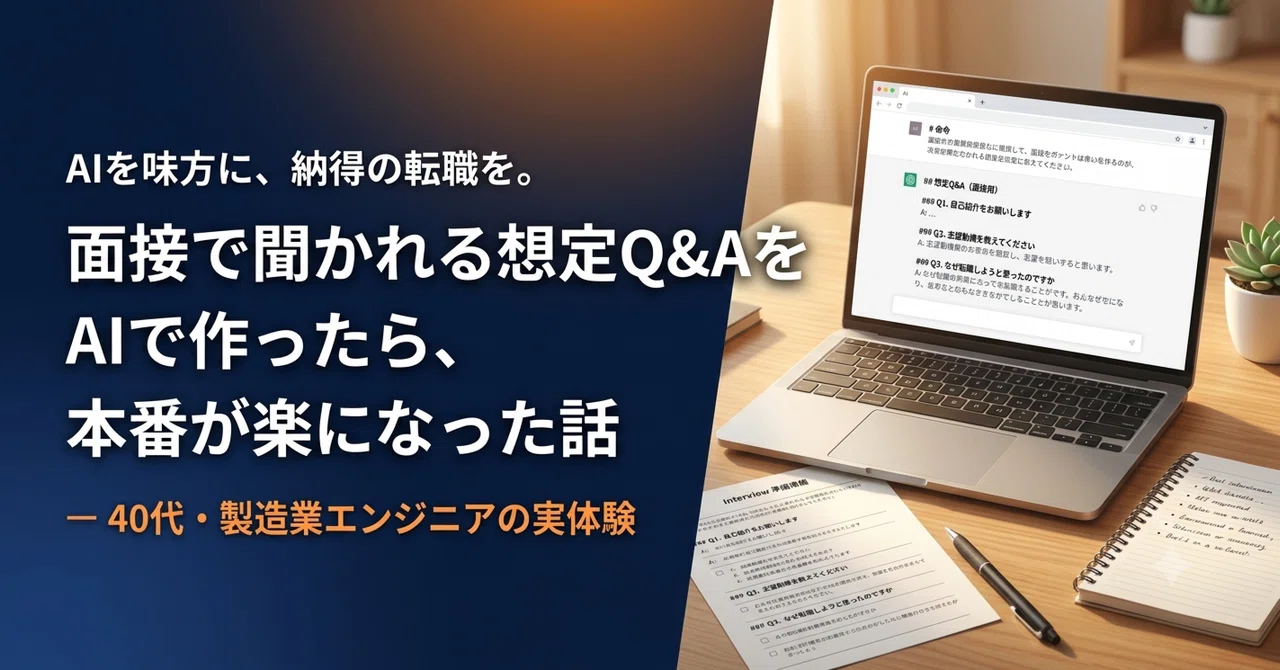 面接で聞かれる想定Q&AをAIで作ったら、本番が楽になった話｜シンカ｜キャリアとAI