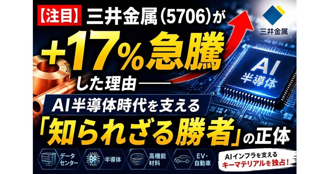 [Spotlight] The Reason Behind Mitsui Mining & Smelting's (5706) +17% ...
