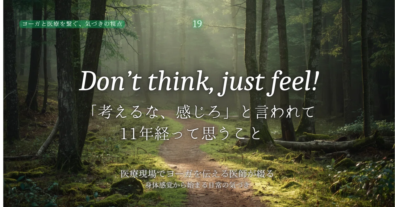 Don't think, just feel. ―「考えるな、感じろ」と言われて11年経って思うこと―｜齊藤素子／Yoga ...