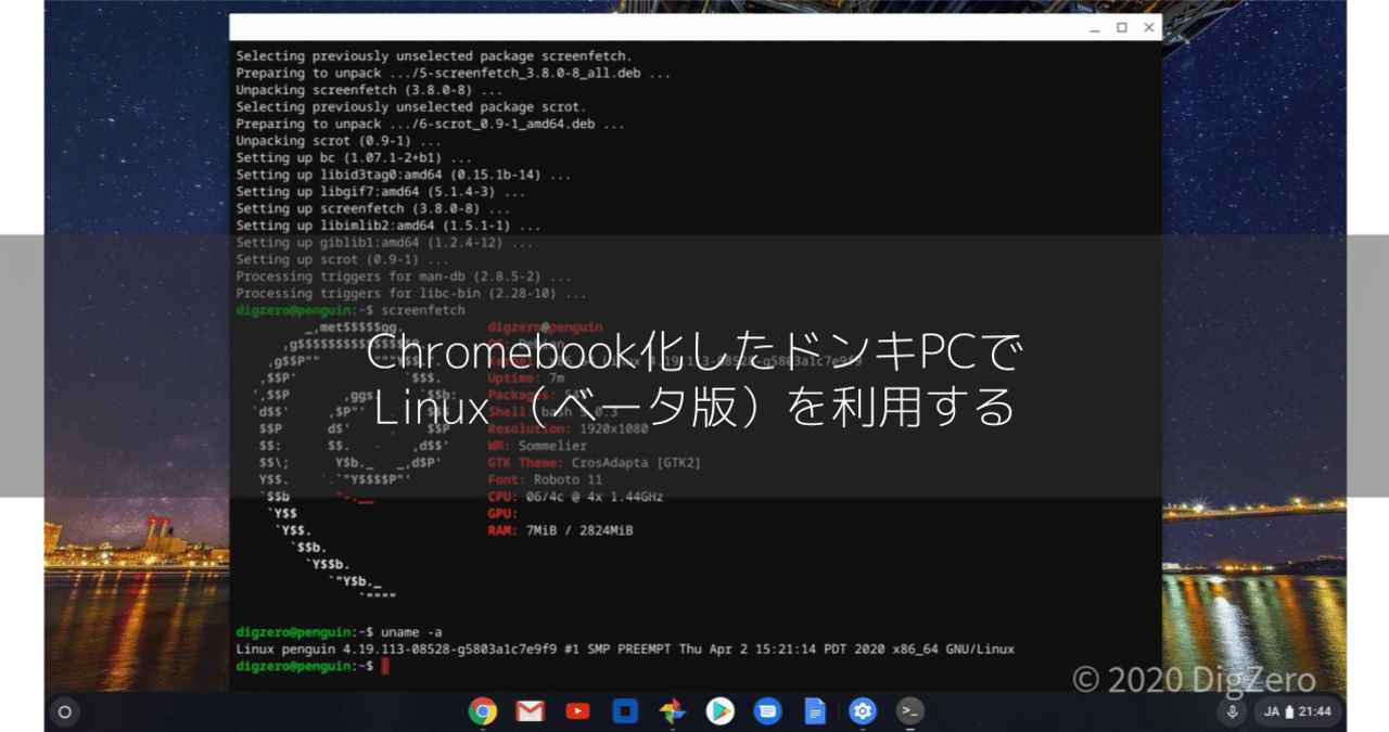Chromebook化したドンキPCでLinux （ベータ版）を利用する｜DigZero