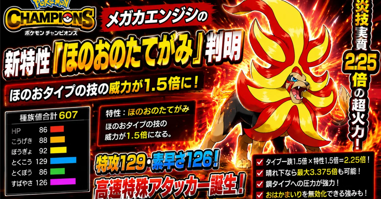 🦁 [Pokémon Champions] Mega Pyroar's new ability 'Fiery Mane' revealed ...