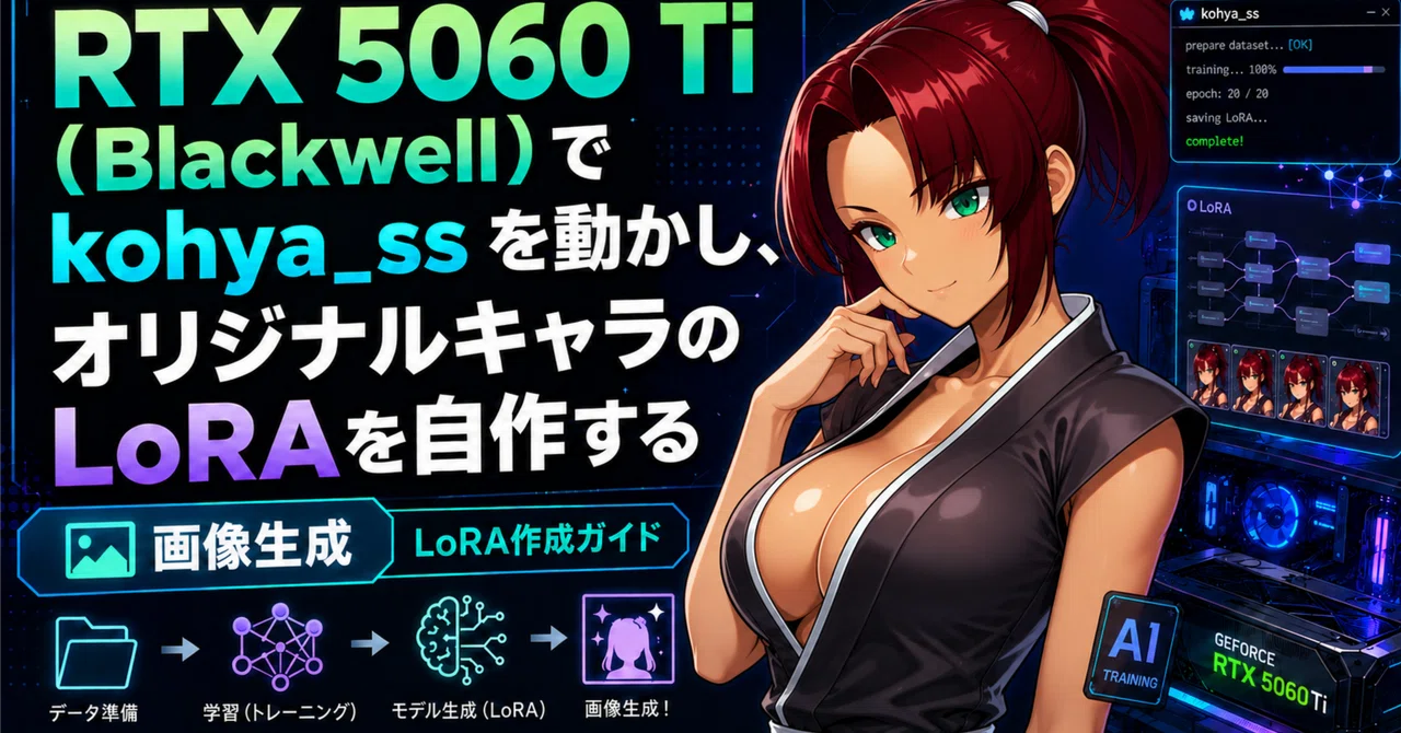 RTX 5060 Ti（Blackwell）でkohya_ssを動かし、オリジナルキャラのLoRAを自作する｜みずき@AI開発
