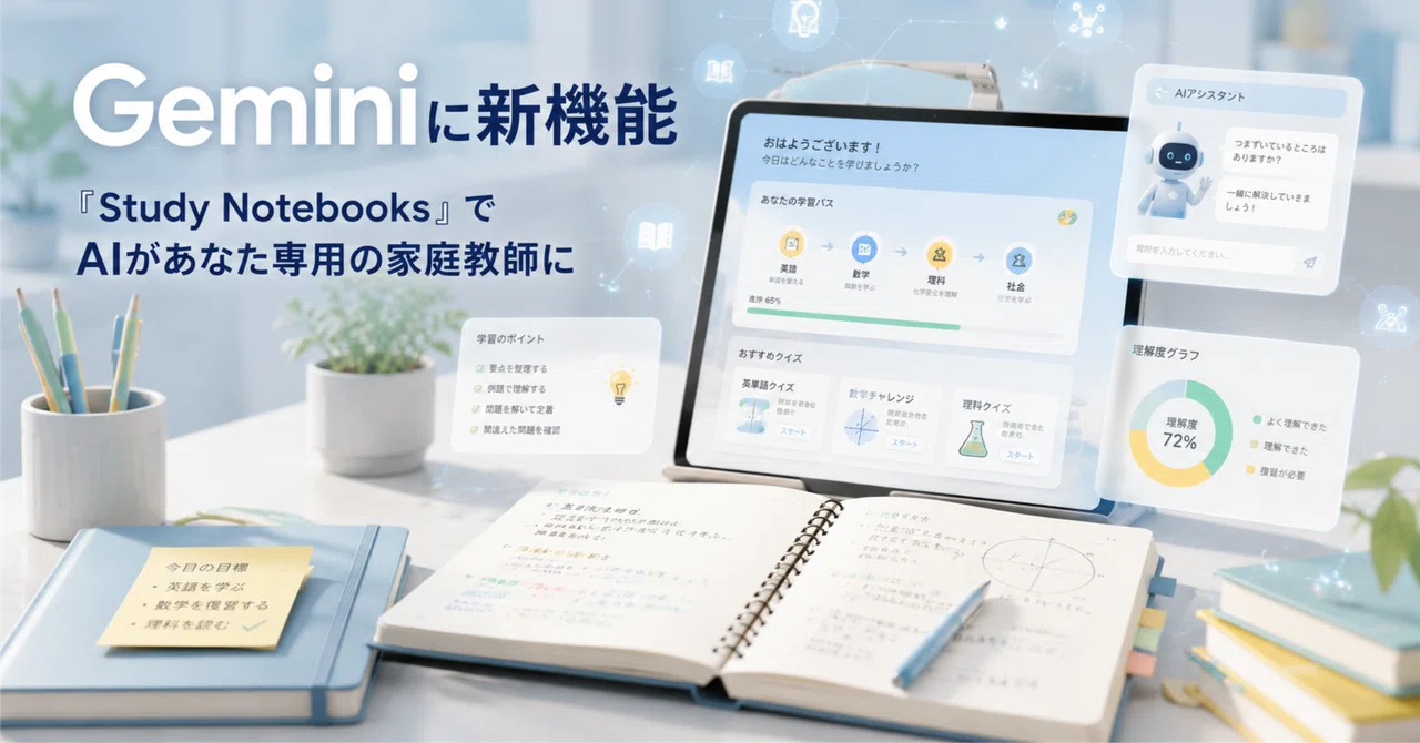 Geminiの新機能「Study Notebooks」の仕組み｜ピカピカ光 | AI × 日常