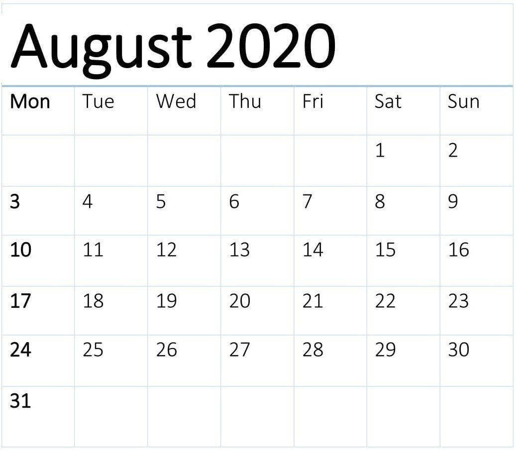 August 2020 Calendar｜calendarnews