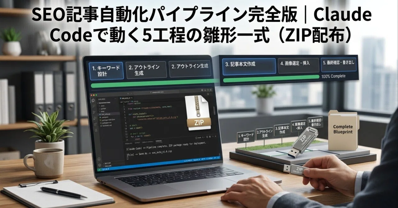 SEO記事自動化パイプライン完全版｜Claude Codeで動く5工程の雛形一式（ZIP配布）｜kazu@SEOディレクター&AI業務効率化 ...