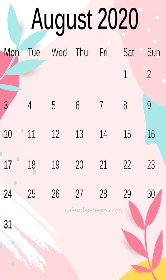 Cute Calendar Design For August Month｜calendarnews