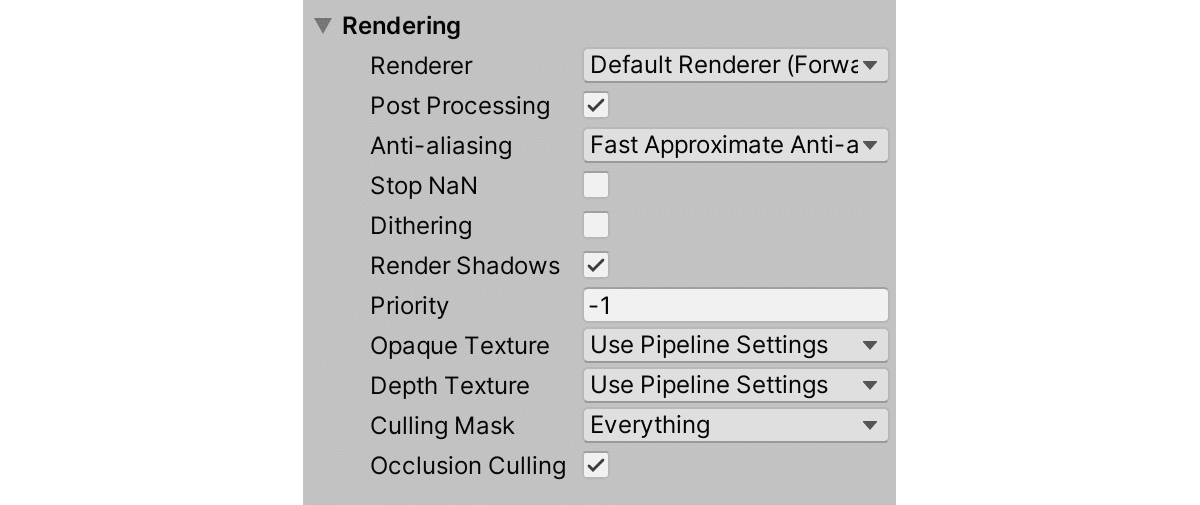 Unity URP のCameraコンポーネントリファレンス｜npaka