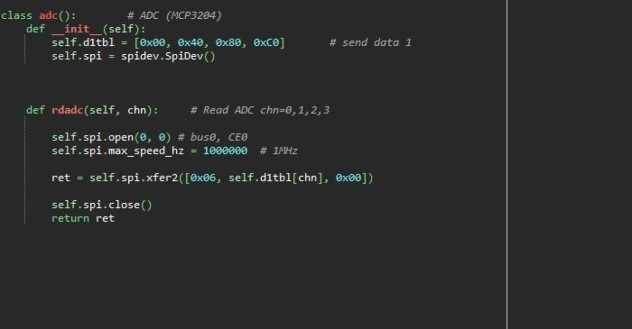 RasPi Python で ADC(MCP3204)｜uPyC