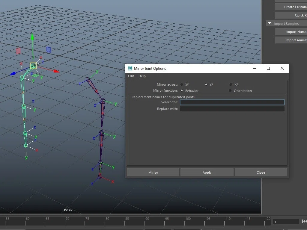 [Maya]Mirror Joint Options｜Rianna+