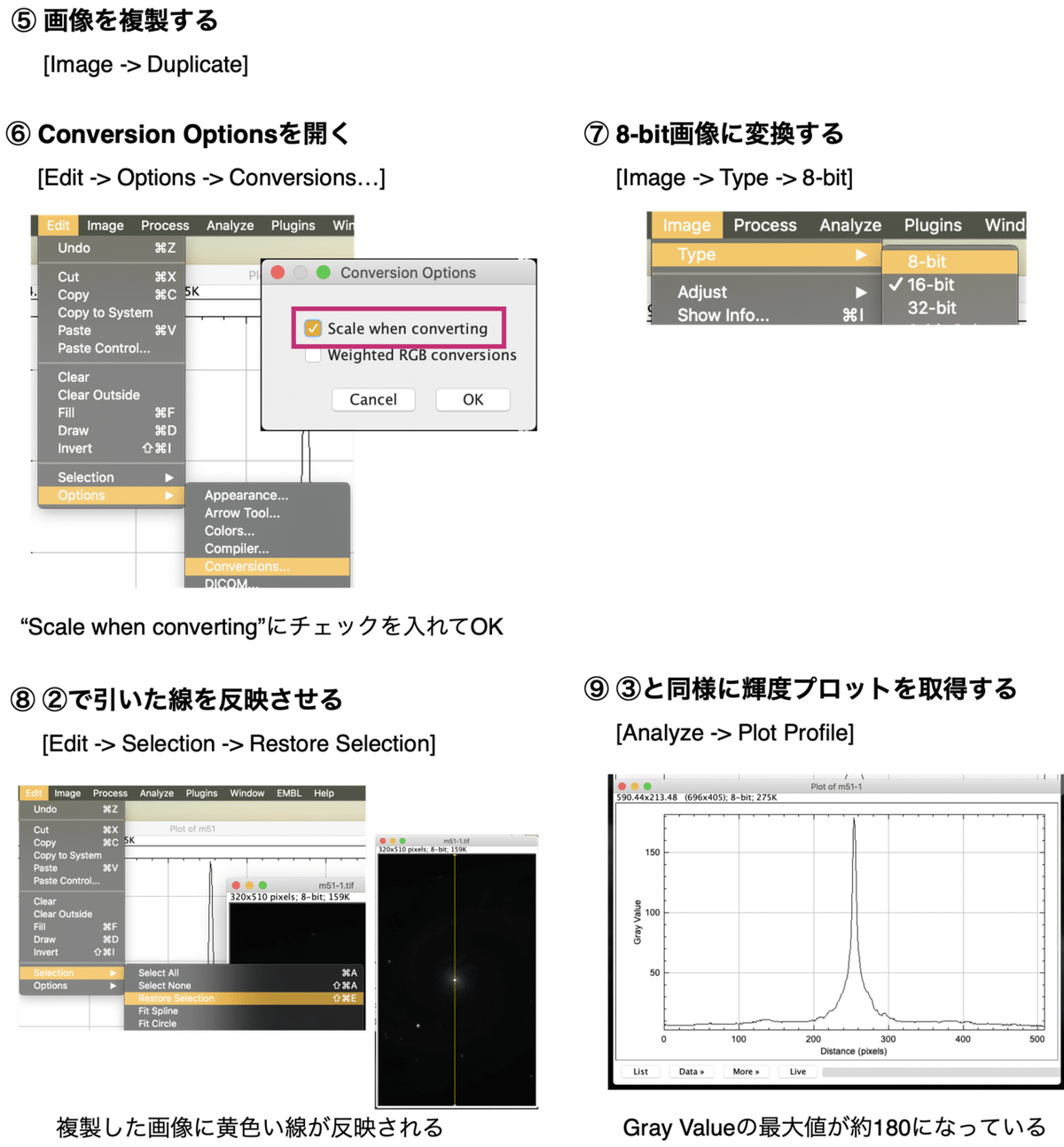 【ImageJ】16bitの画像を8bitに変換する時に気をつけるべきこと｜eiko_programming