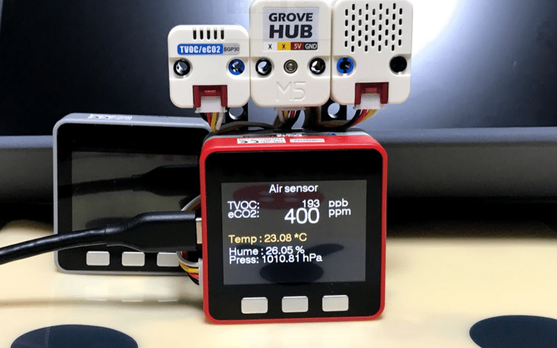 刺すだけ簡単！ M5Stackで環境監視システムをつくる！（Co2・TVOC・温度・湿度・気圧）｜神楽坂らせん
