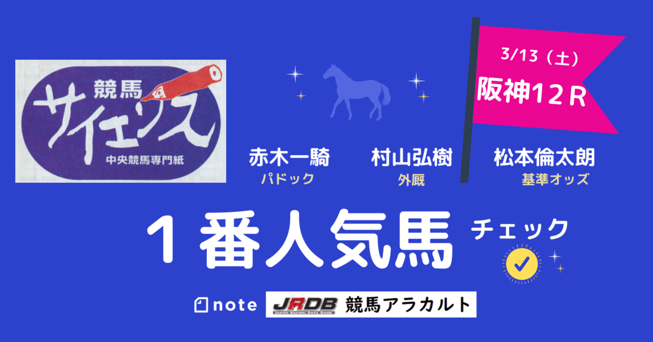 3/13（土） 阪神12R 1番人気馬チェック｜JRDB 競馬アラカルト
