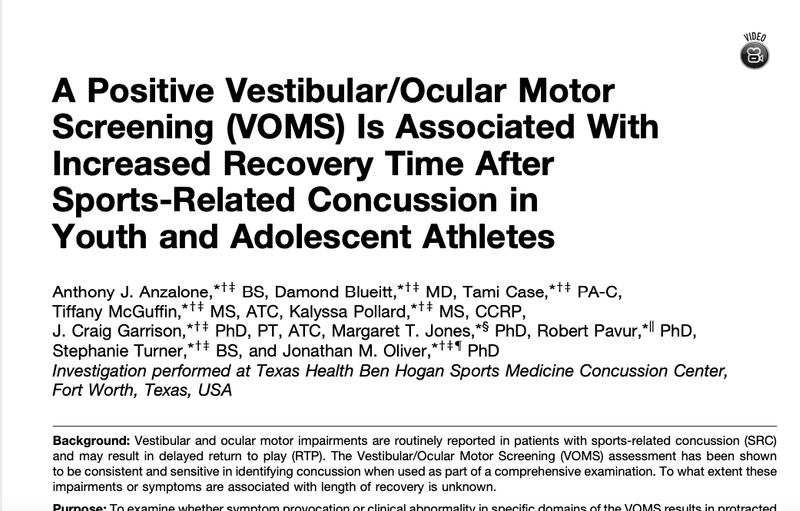 スポーツ中の脳震盪：目やバランス感覚のチェック（VOMS）と復帰までの期間の関係｜Yoshihiko Tsumekawa＠アスレティックトレーナー
