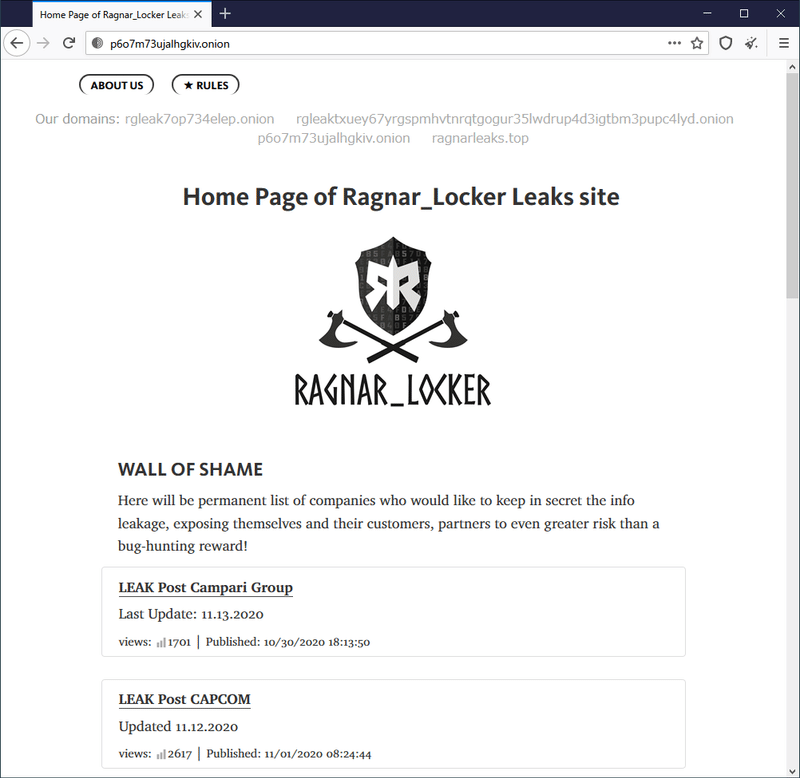 Ragnar_Locker CAPCOMランサム攻撃（其の一）｜徒然なるまま｜note