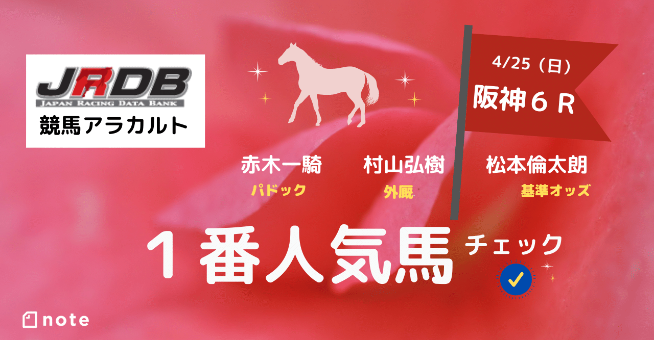 4/25（日） 阪神6R 1番人気馬チェック｜JRDB 競馬アラカルト