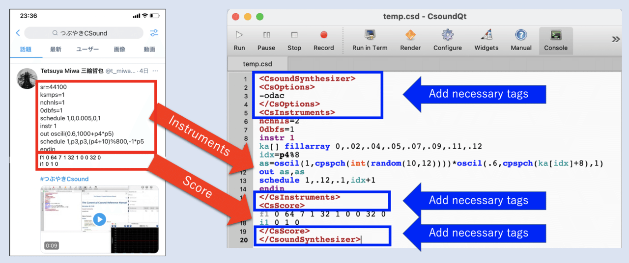 つぶやきCsound / TweetCsound｜Tetsuya Miwa