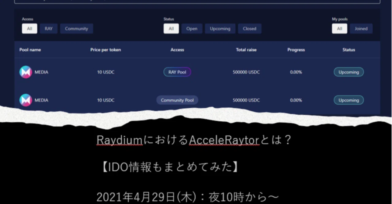 RaydiumにおけるAcceleRaytorとは？【IDO情報もまとめてみた】｜るー