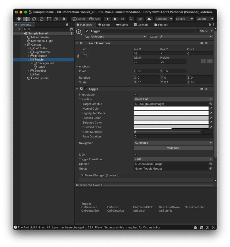 XR Interaction ToolkitでUIを使用する｜趣舎万殊